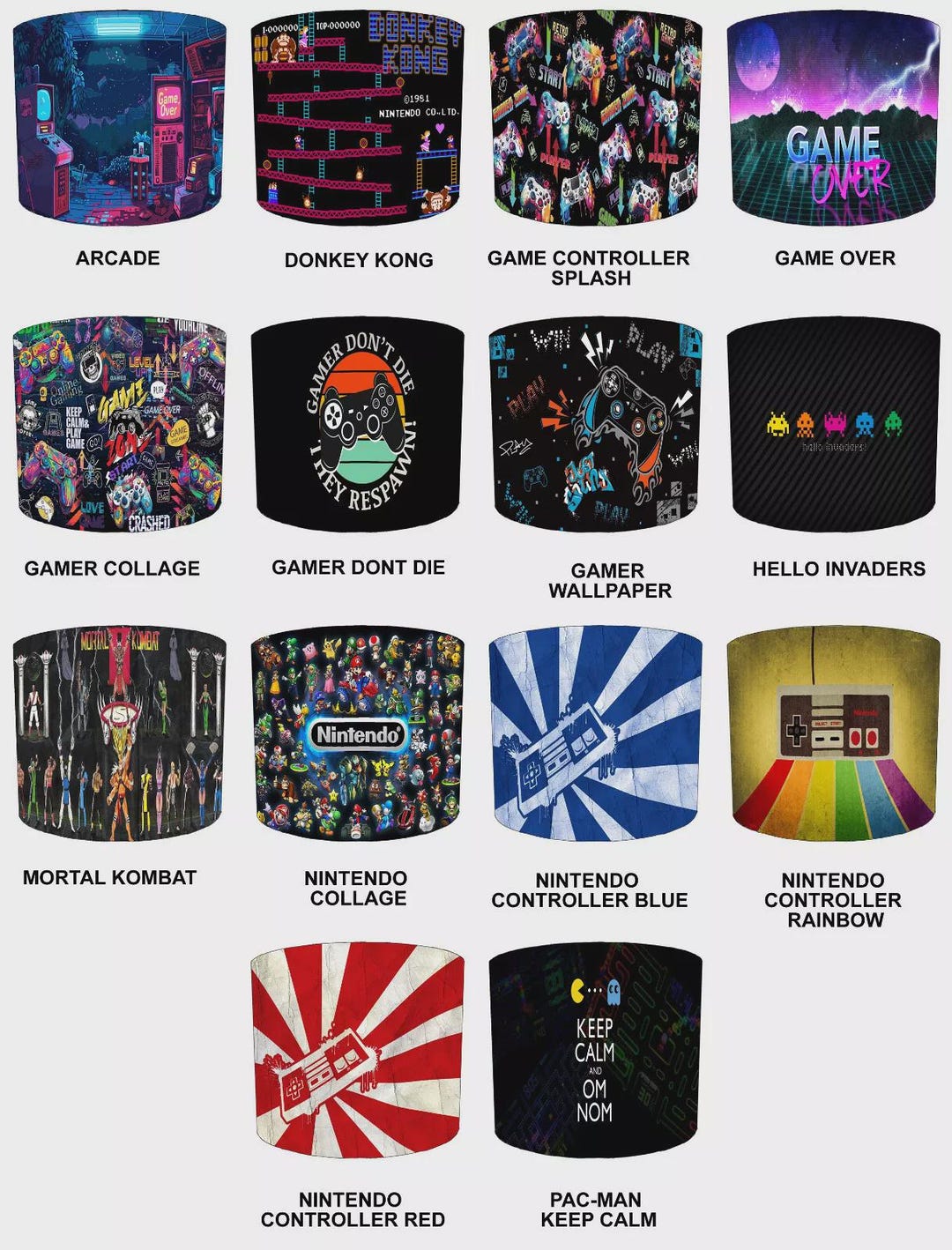 Retro Gamer Gaming Drum Lampshades: Handmade for Hanging Ceiling Light ...