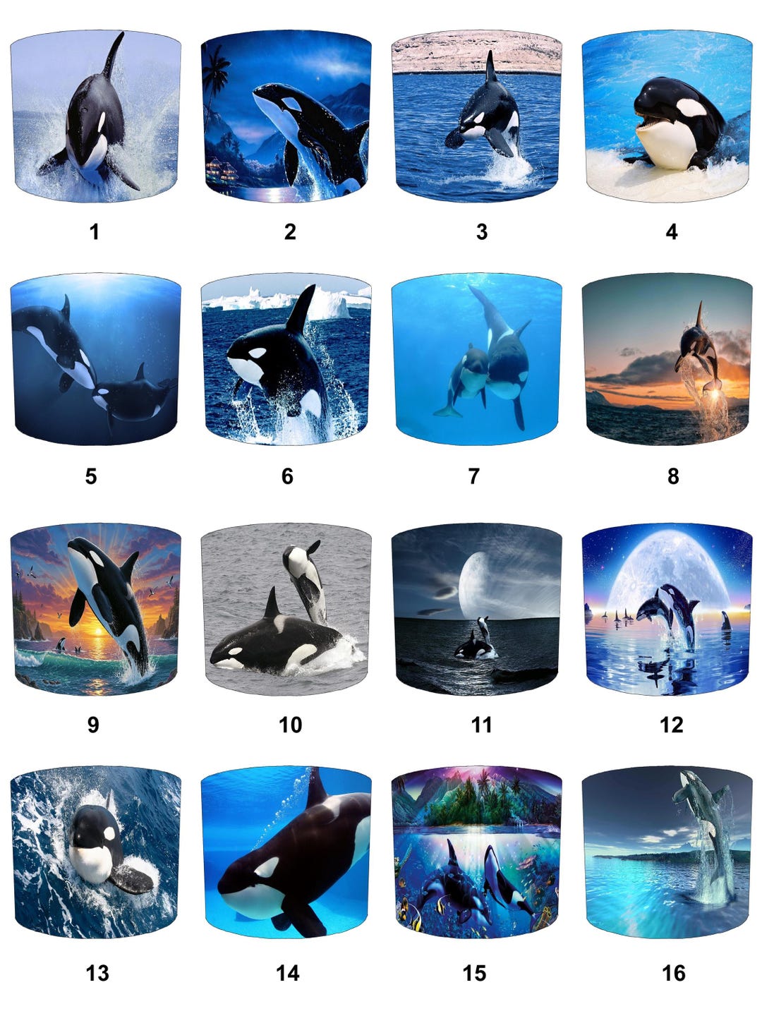 Killer Whales Orca Drum Lampshades: Handmade for Hanging Ceiling Light ...