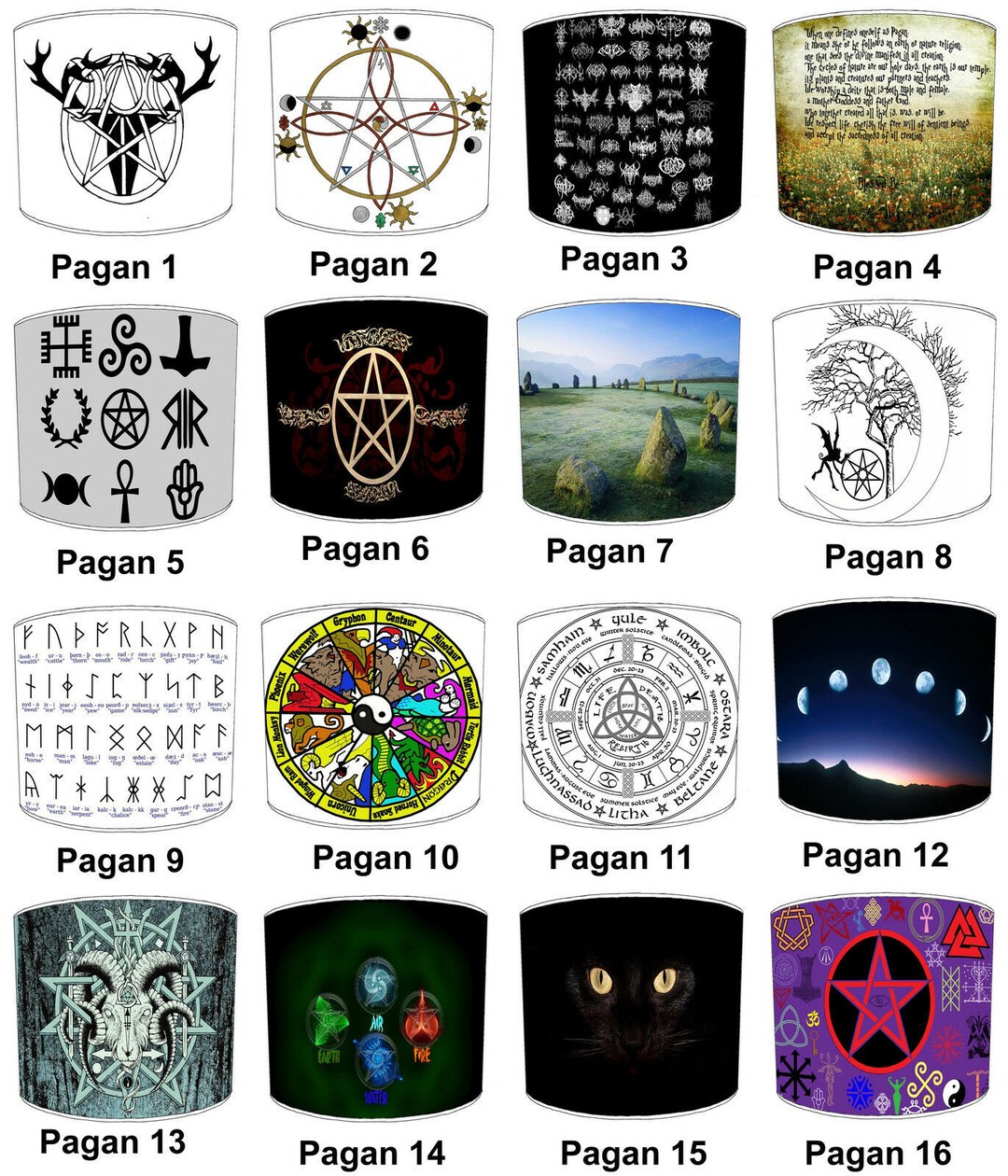 Pagans Gothic Wicca Drum Lampshade for Ceilng Light Pendant Table Lamp ...