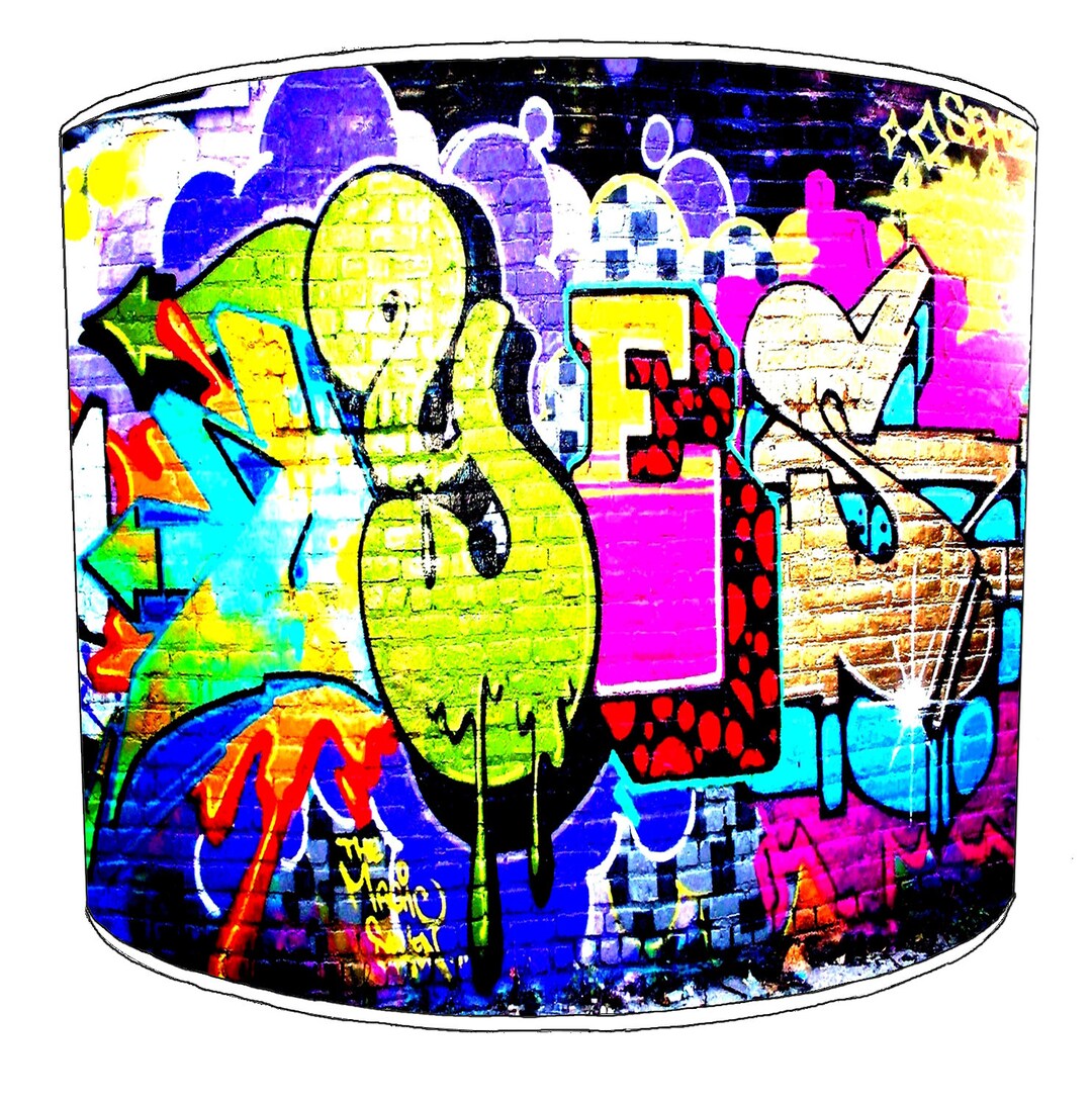 Graffiti Street Art Drum Lampshade for Ceilng Light Pendant Table Lamp ...