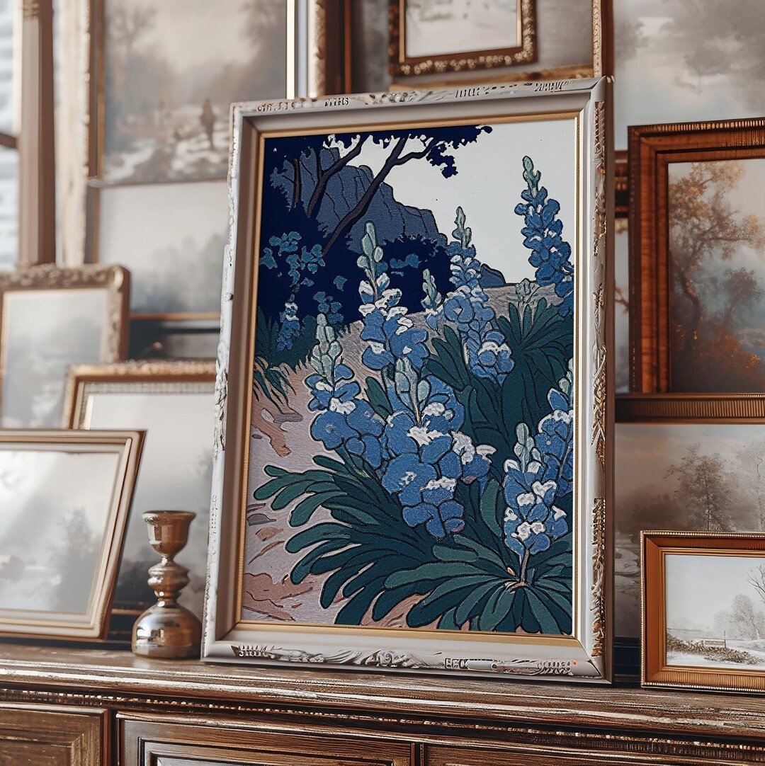 Bluebonnet Portrait Digital Download Wildflower Wall Art Flower Market ...