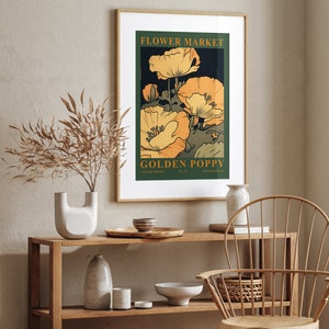 Golden Poppy Poster Print Flower Market Digital Download Botanical ...