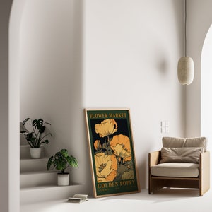 Golden Poppy Poster Print Flower Market Digital Download Botanical ...