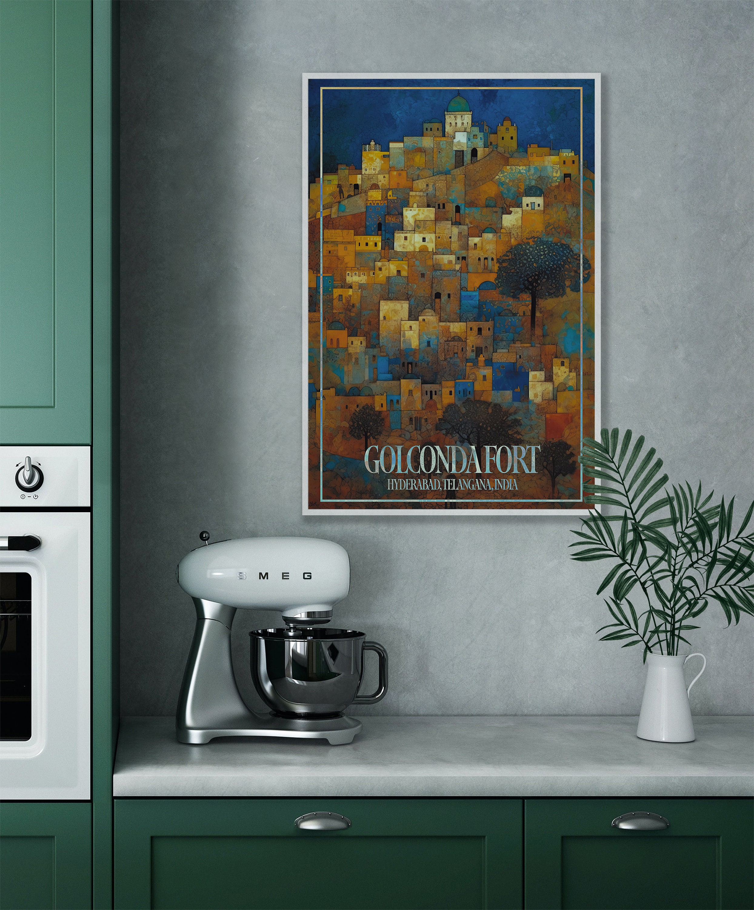 Indian Travel Digital Download Blue Beige Geography Wall Art Klimt ...