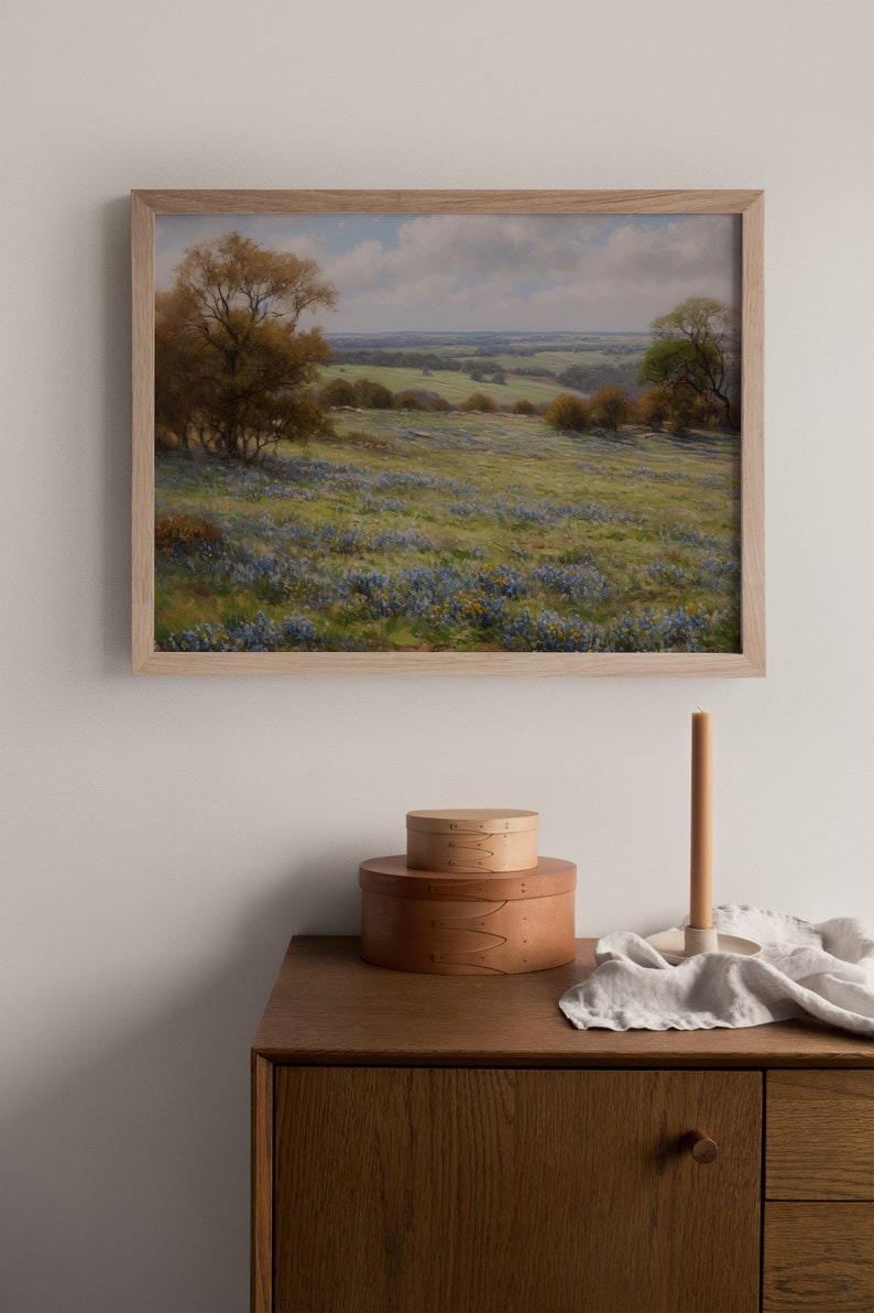 Bluebonnet Landscape Digital Download Wildflower Wall Art Pastoral ...