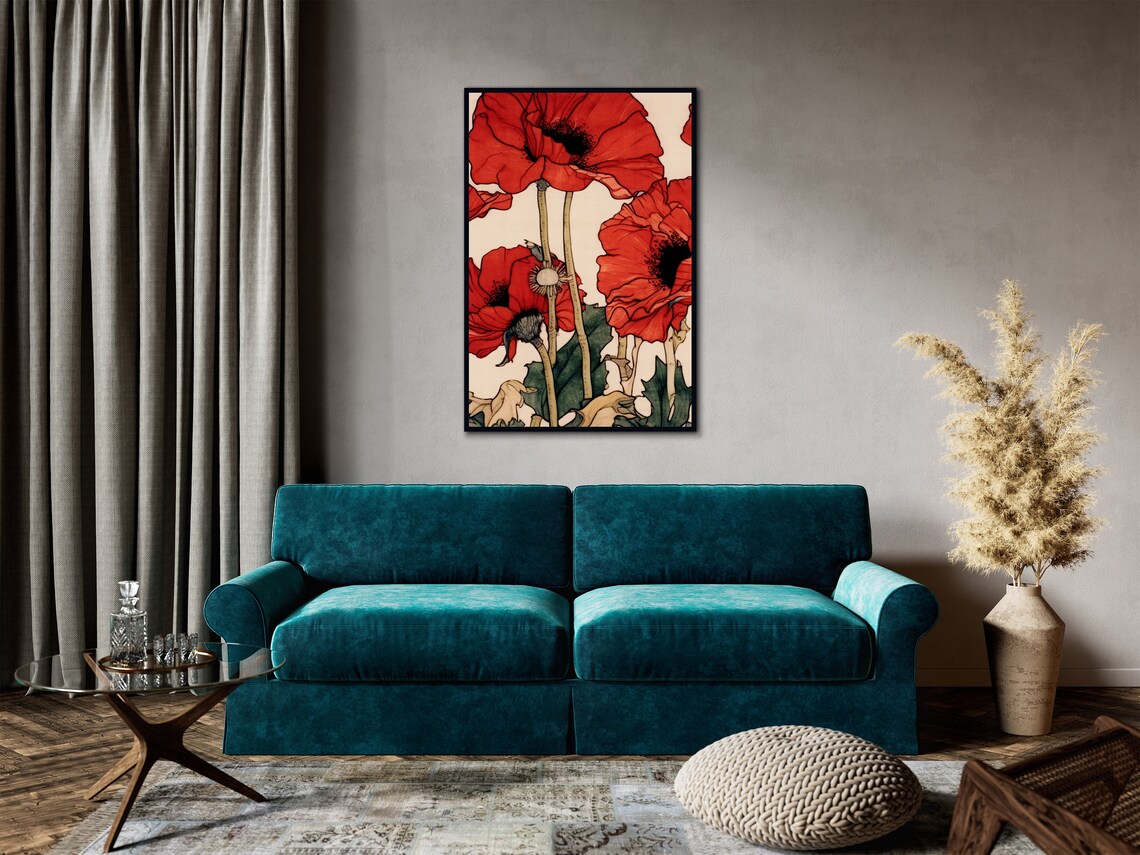 Framed Red Poppy Canvas Print Frame Floral Art Canvas California State ...