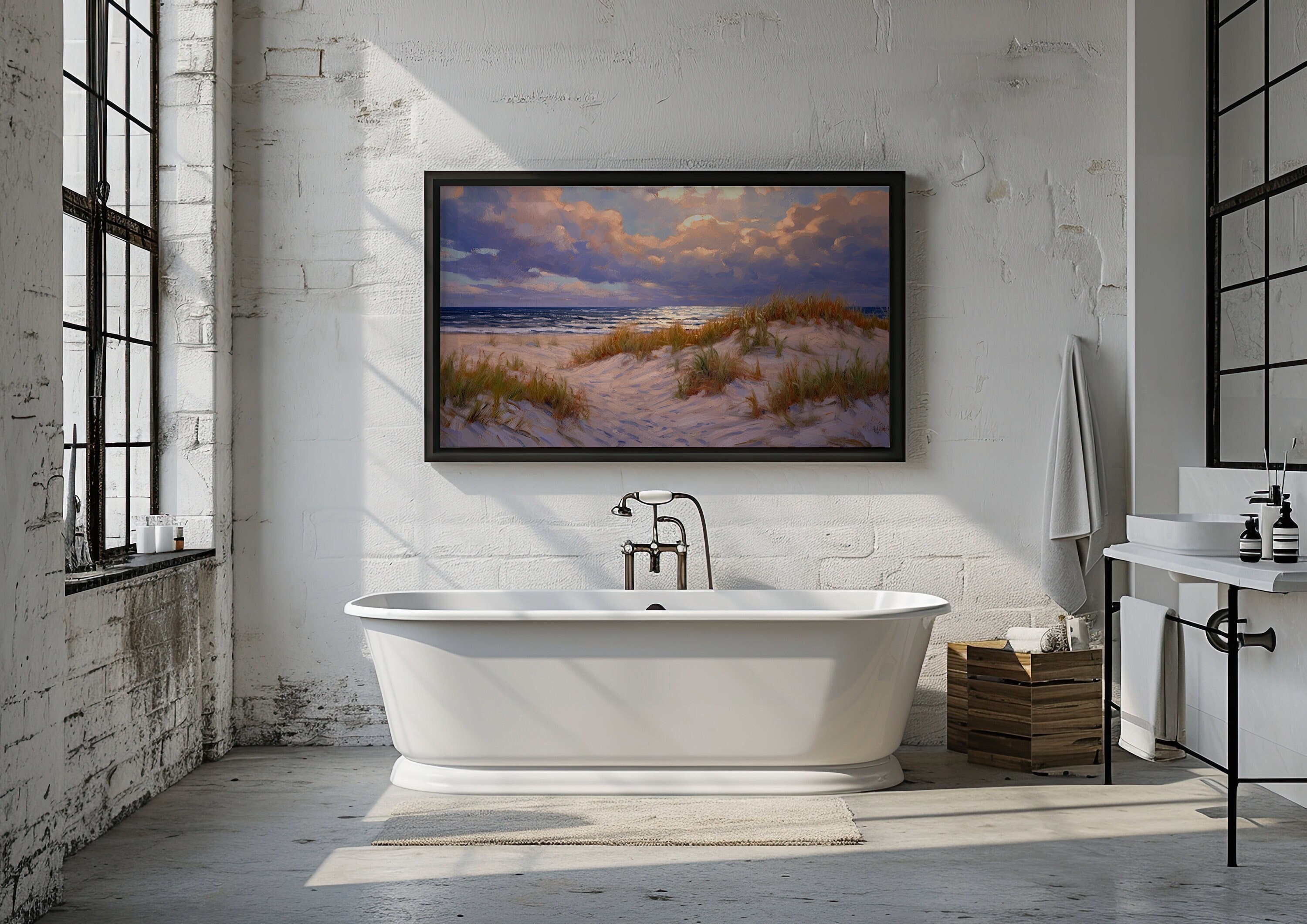 Minimalist Spring Sand Dune Beach House Print Ocean Wall Painting ...