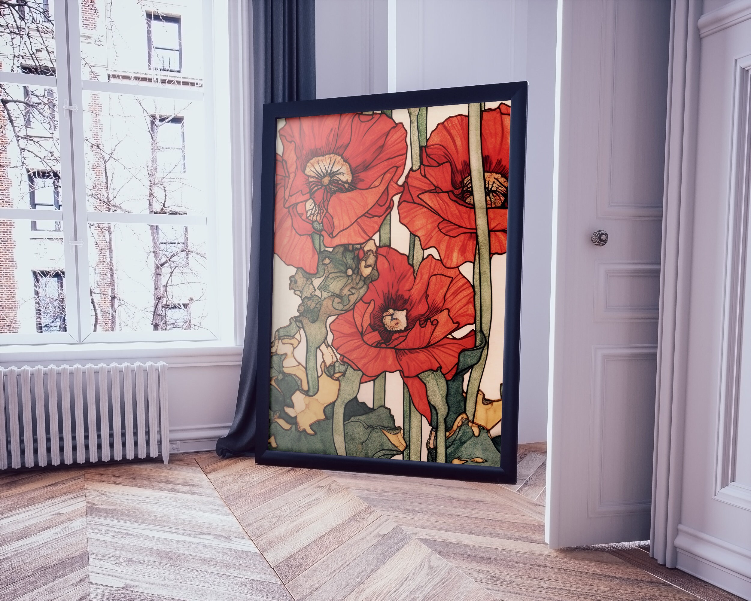 Red Poppy Wall Art of California State Flower Contemporary Art Digital ...