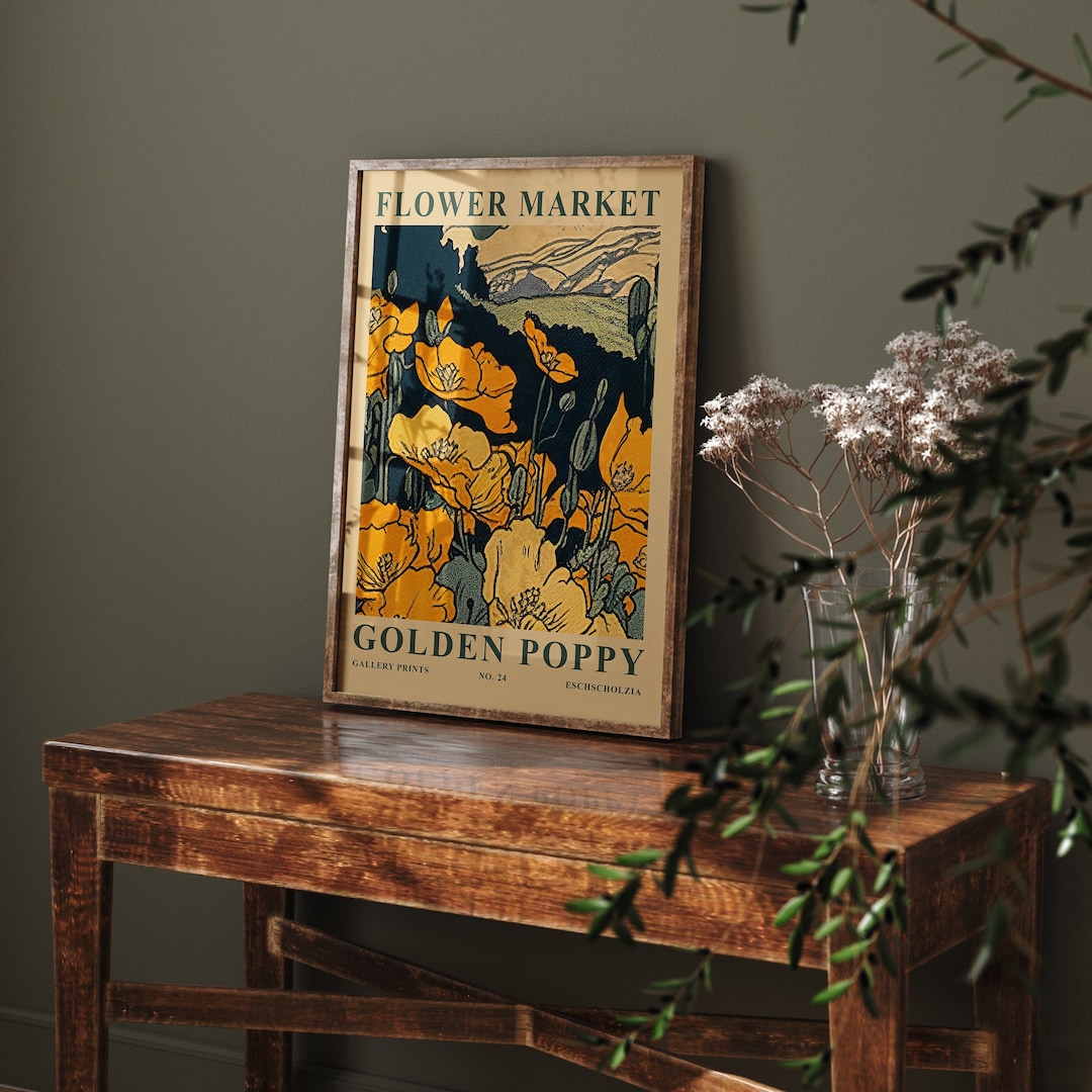 Golden Poppy Flower Market Poster: Botanical Print (digital Download ...