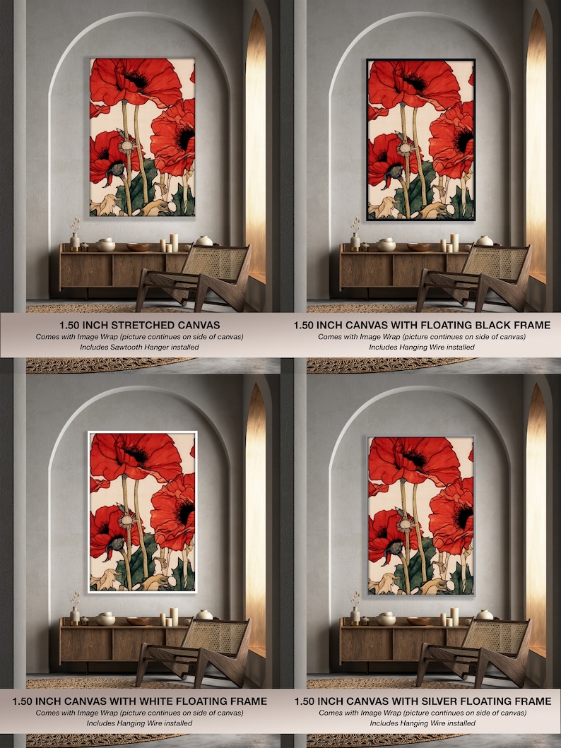 Framed Red Poppy Canvas Print Frame Floral Art Canvas California State ...