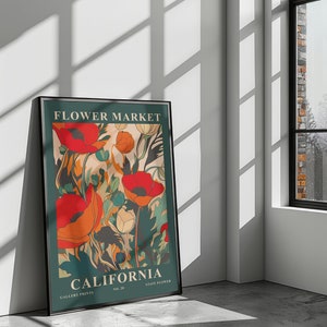 Vertical Golden Poppy Poster Print Wildflower Floral Art Print ...