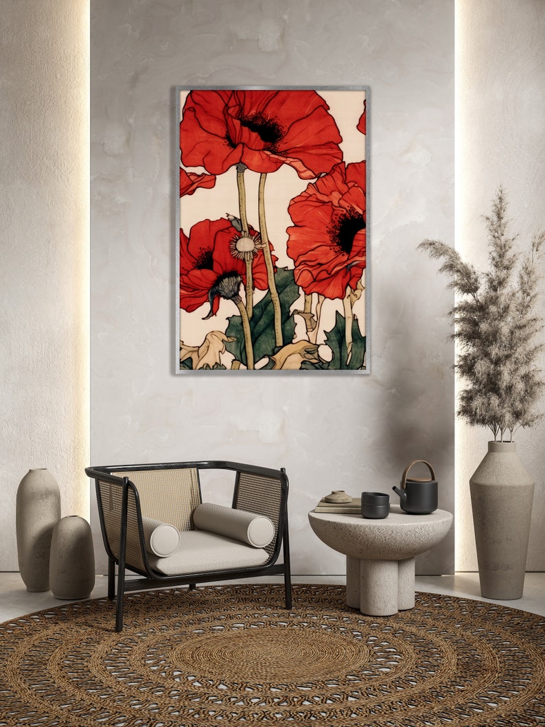 Framed Red Poppy Canvas Print Frame Floral Art Canvas California State ...
