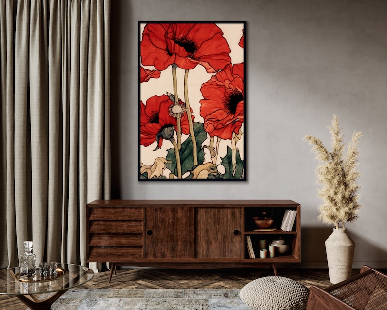 Framed Red Poppy Canvas Print Frame Floral Art Canvas California State ...