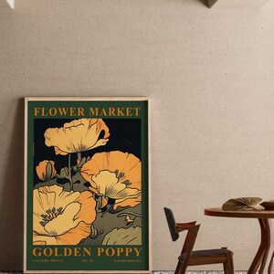 Golden Poppy Poster Print Flower Market Digital Download Botanical ...