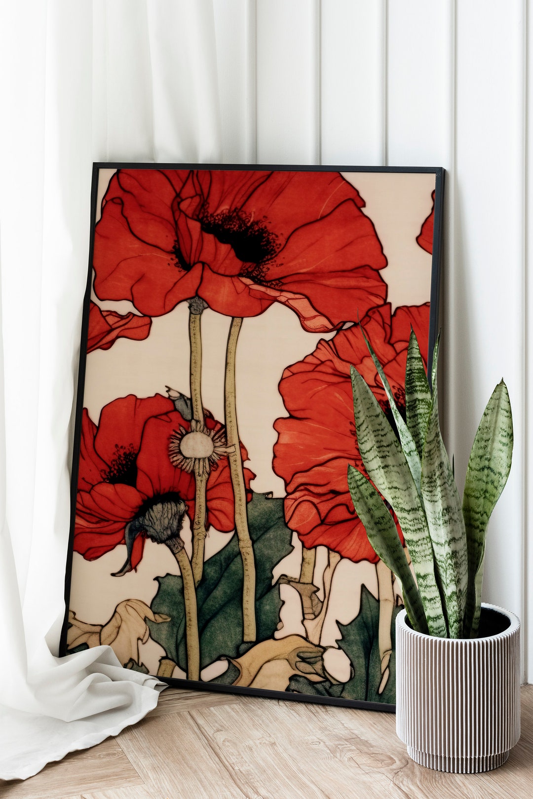 Framed Red Poppy Canvas Print Frame Floral Art Canvas California State ...
