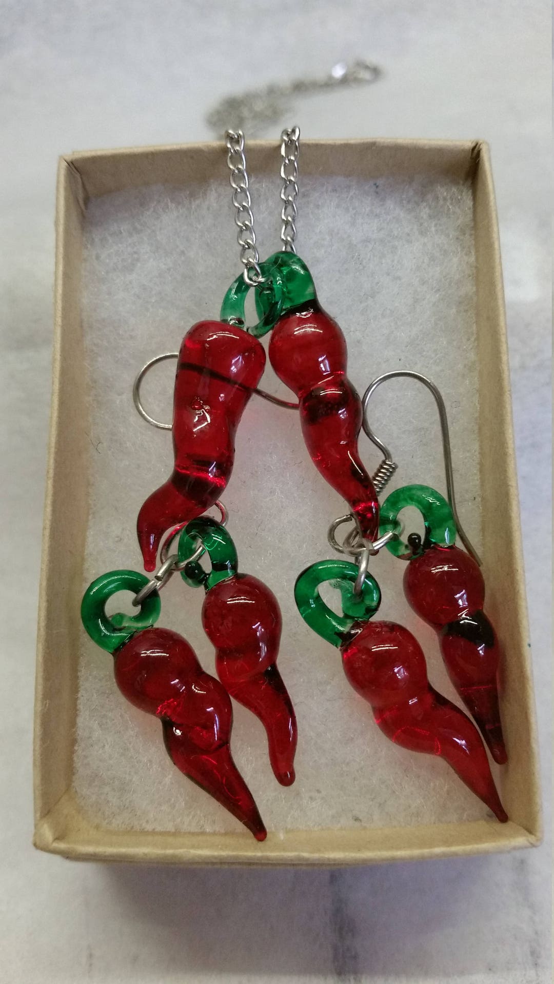 Chili Pepper Necklace and Earring Set - Etsy