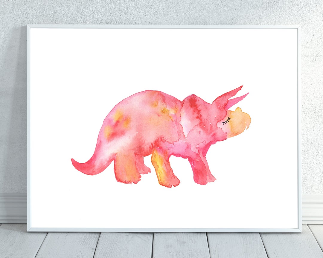 Dinosaur Watercolor, Pink Dinosaur, Pink, Watercolor Dinosaur, Dinosaur ...