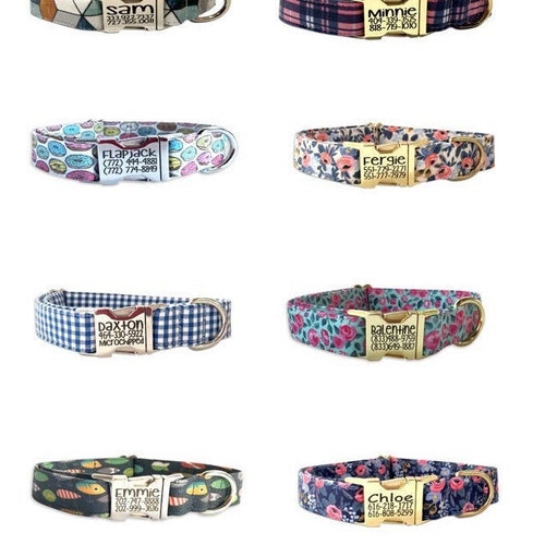 Personalized Dog Collar Laser Engraved Buckle Dog ID Tag - Etsy