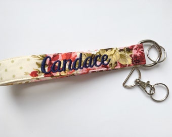Embroidered key fob | Etsy