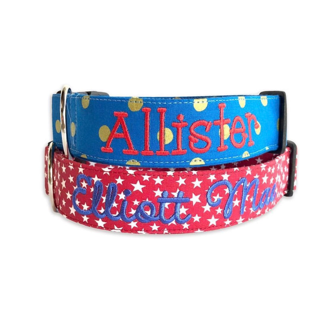 Personalized Dog Collar, Embroidered Dog Collar, 4th of July Dog Collar ...