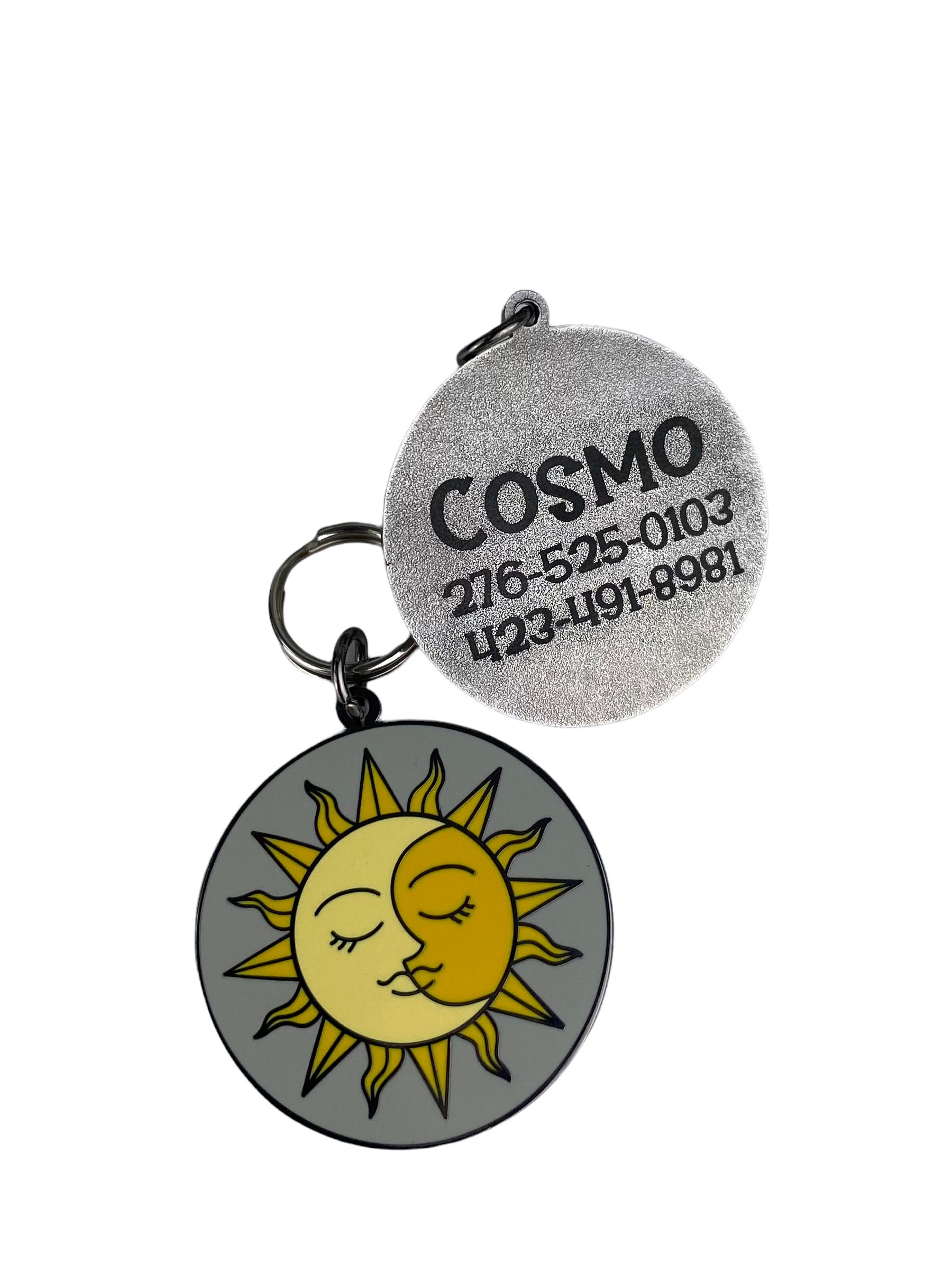 1.5" Enamel Dog ID Tag, Sun Dog Tag, Moon Dog Tag, Personalized Dog Tag ...
