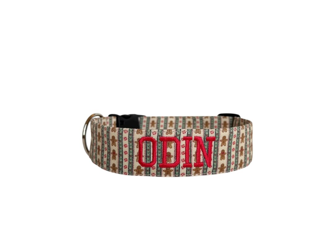 Gingerbread Stripes Dog Collar, Personalized Dog Collar by Duke & Fox ...