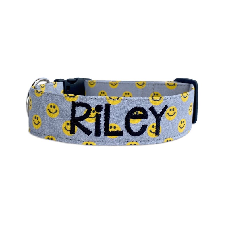 90’s Dog Collar, Smiley Face Dog Collar, Embroidered Dog Collar ...