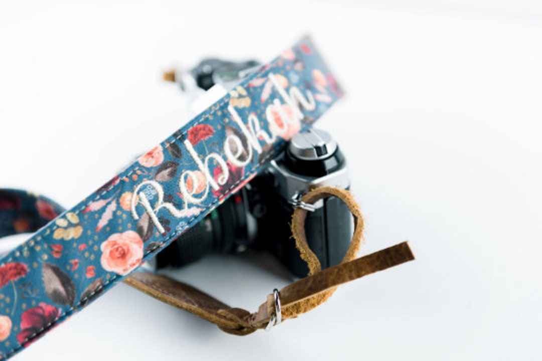 Coral Floral Camera Strap, Personalized Camera Strap, Leather Camera ...