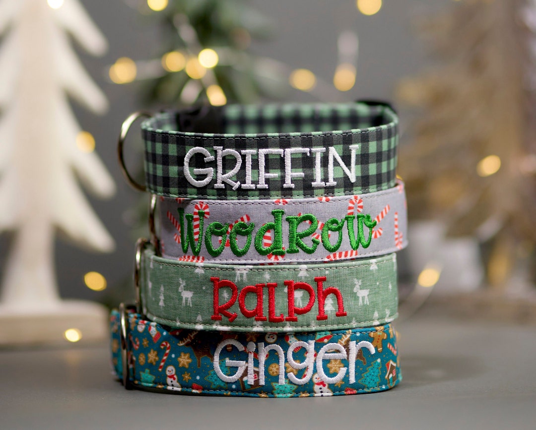 Christmas Dog Collar, Embroidered Dog Collar, Personalized Dog Collar ...