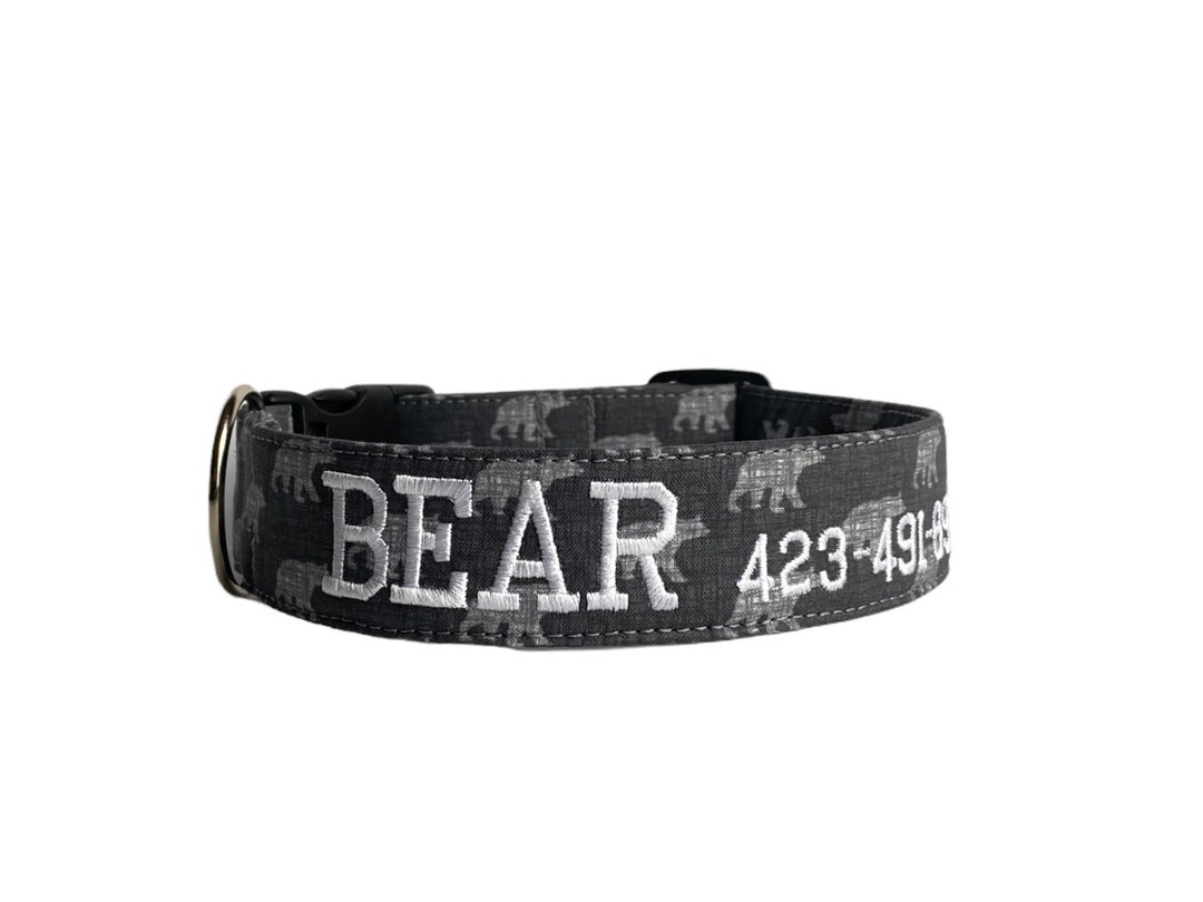 Bear Dog Collar, Fall Dog Collar, Autumn Dog Collar, Embroidered Dog ...
