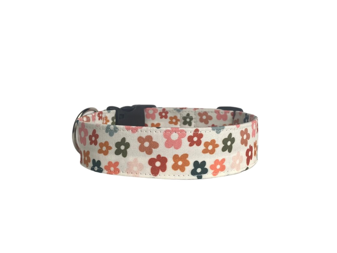 Daisy Dog Collar, Wildflower Embroidered Dog Collar, Personalized Dog ...