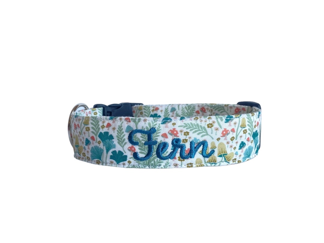Fern Dog Collar, Mushroom Dog Collar, Embroidered Dog Collar ...