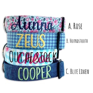 Dog Collar, Embroidered Dog Collar, Personalized Dog Collar, Floral Dog ...