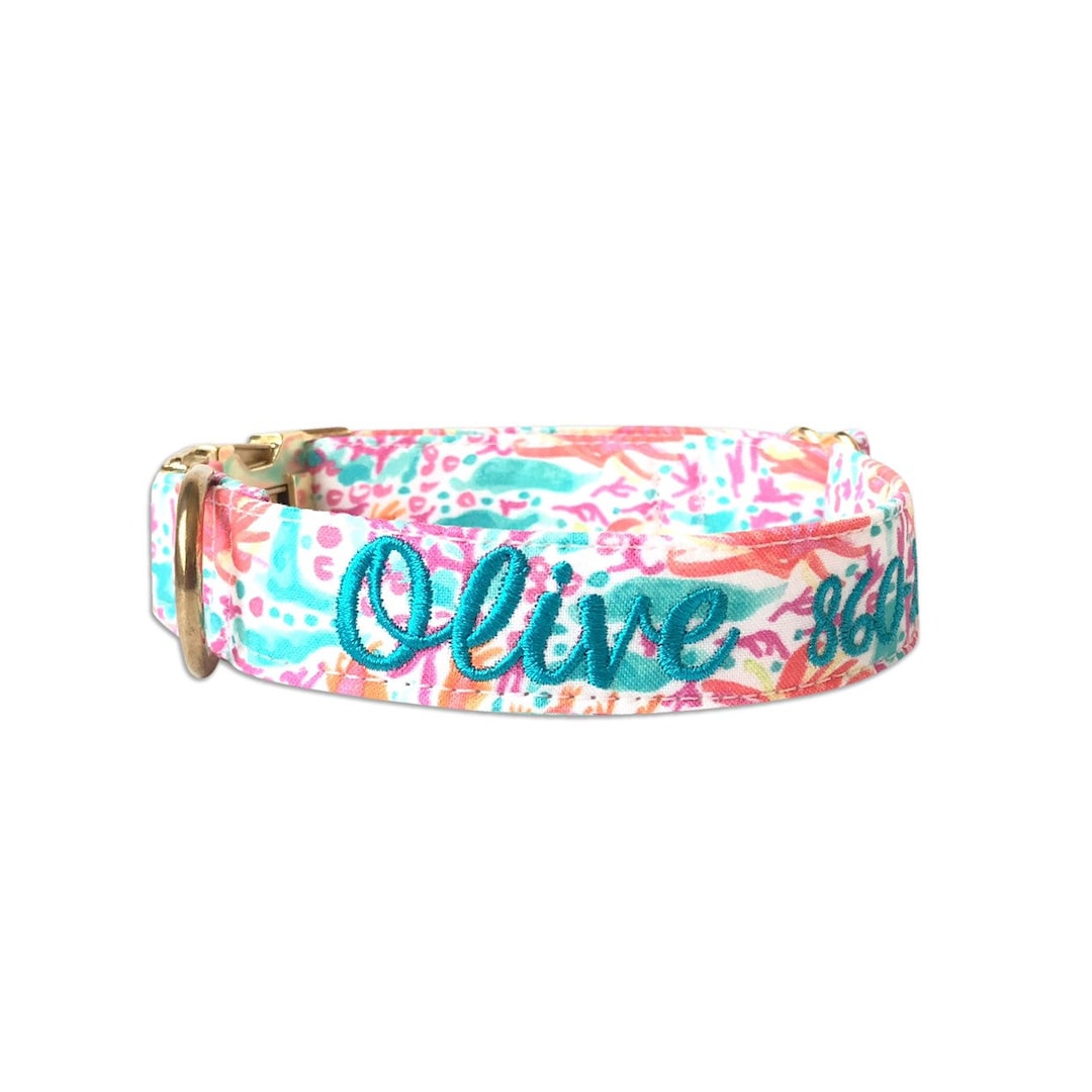 Coral Dog Collar, Summer Collar, Beach Dog Collar, Dog Collar, Summer ...