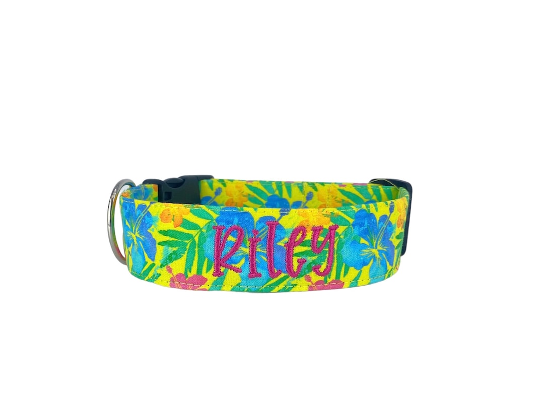Hawiian Personalized Dog Collar, Tropical Summer Dog Collar ...