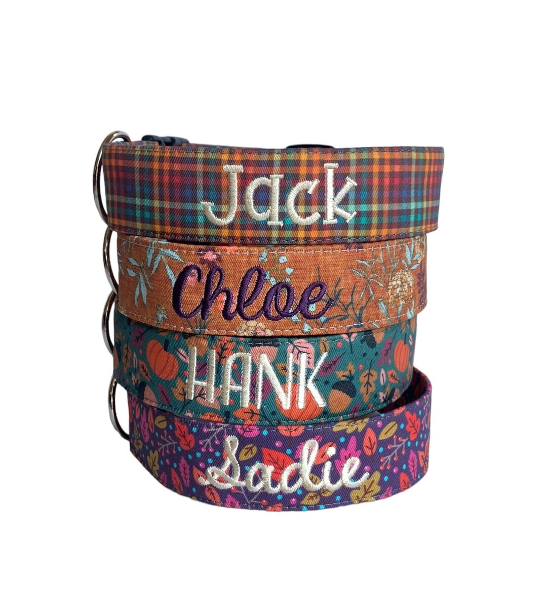 Fall Collar, Embroidered Dog Collar, Personalized Dog Collar, Custom ...