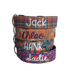 Fall Collar, Embroidered Dog Collar, Personalized Dog Collar, Custom ...