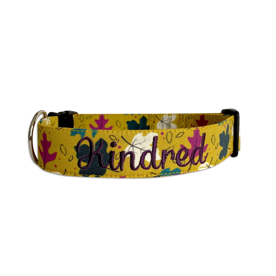 Autumn Dog Collar, Fall Embroidered Dog Collar, Personalized Dog Collar ...