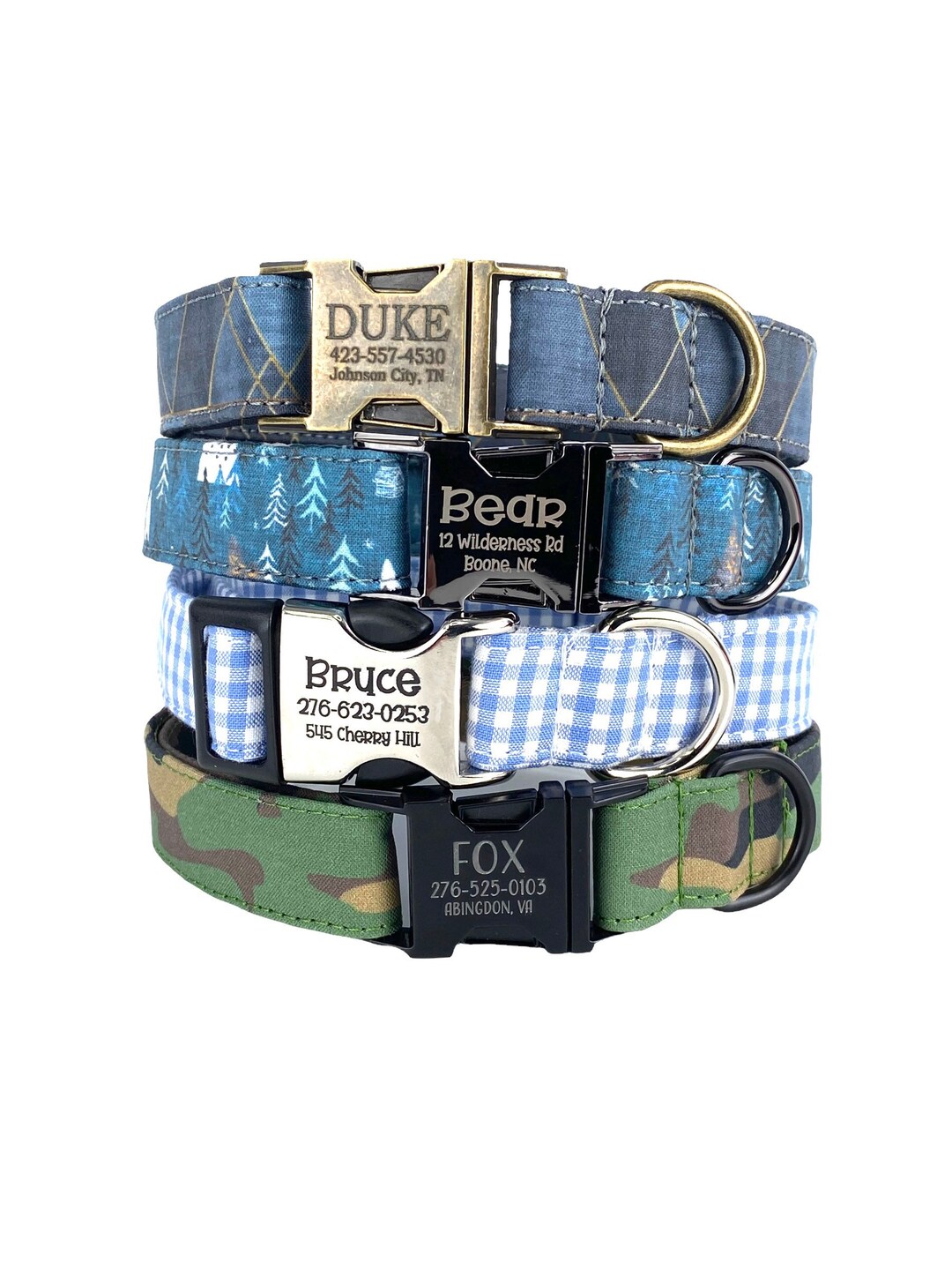 Boy Dog Collar, Custom Dog Collar, Engraved Buckle Dog Collar ...