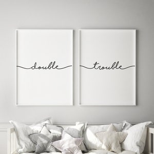 Double Trouble, Twins Nursery Wall Art, Printable Set of 2, Brothers ...