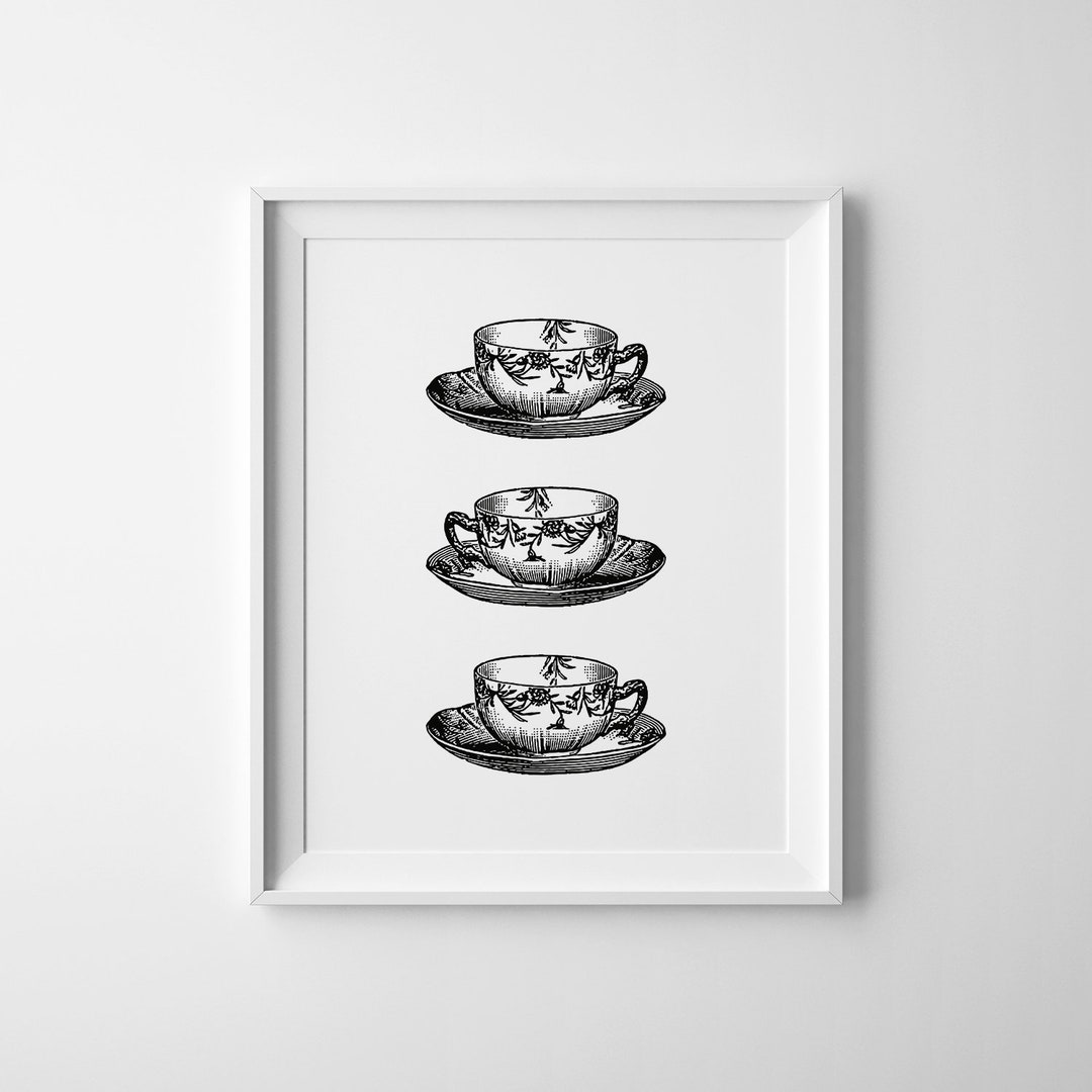 Tea Cup Print, Shabby Chic Wall Art, Tea Gifts, Vintage Prints, Tea ...