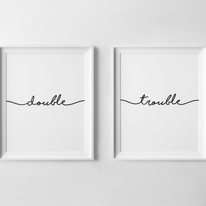 Double Trouble, Twins Nursery Wall Art, Printable Set of 2, Brothers ...