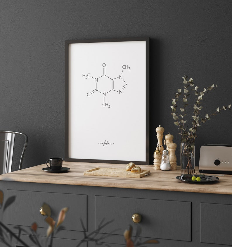 Coffee Molecule Art Biochemistry Poster Coffee Lover Gift - Etsy