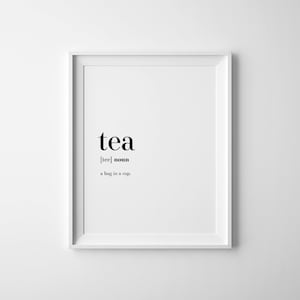 Tea Poster, Tea Definition, Wall Decor, Tea Lover Gift, Definition ...
