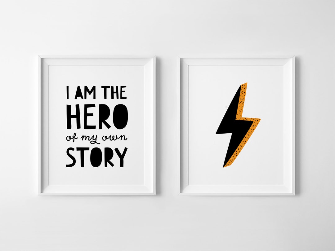 Nursery Set of 2 Prints, Superhero Quotes Wall Art, Kids Affirmations ...