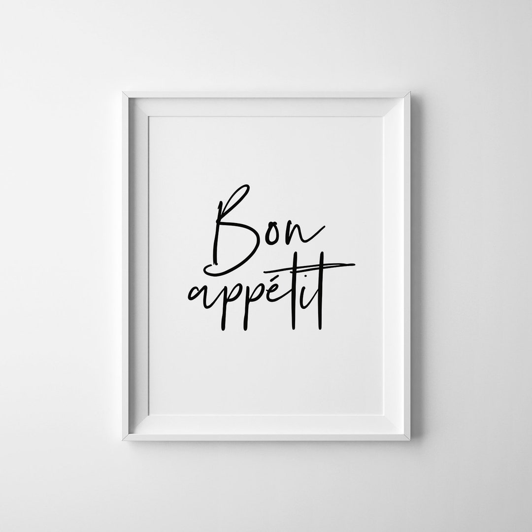Bon Appetit Print, Kitchen Digital Art, French Quote Wall Art, Kitchen ...