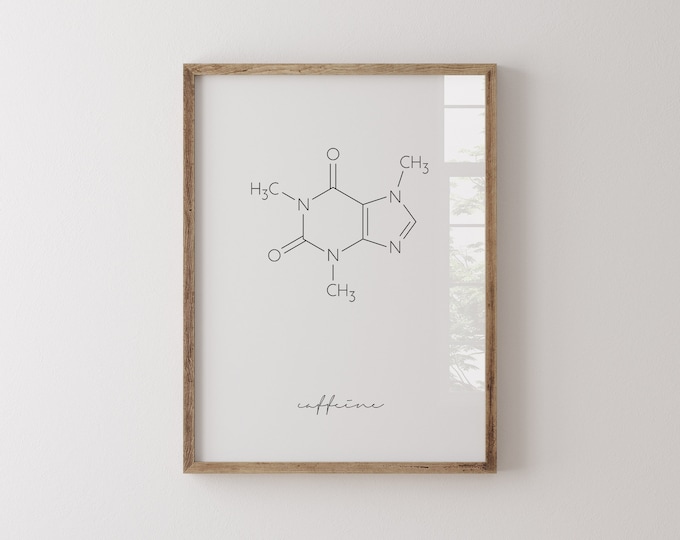 Caffeine Molecule Structure Print for Geeks, Science Art, Classroom ...