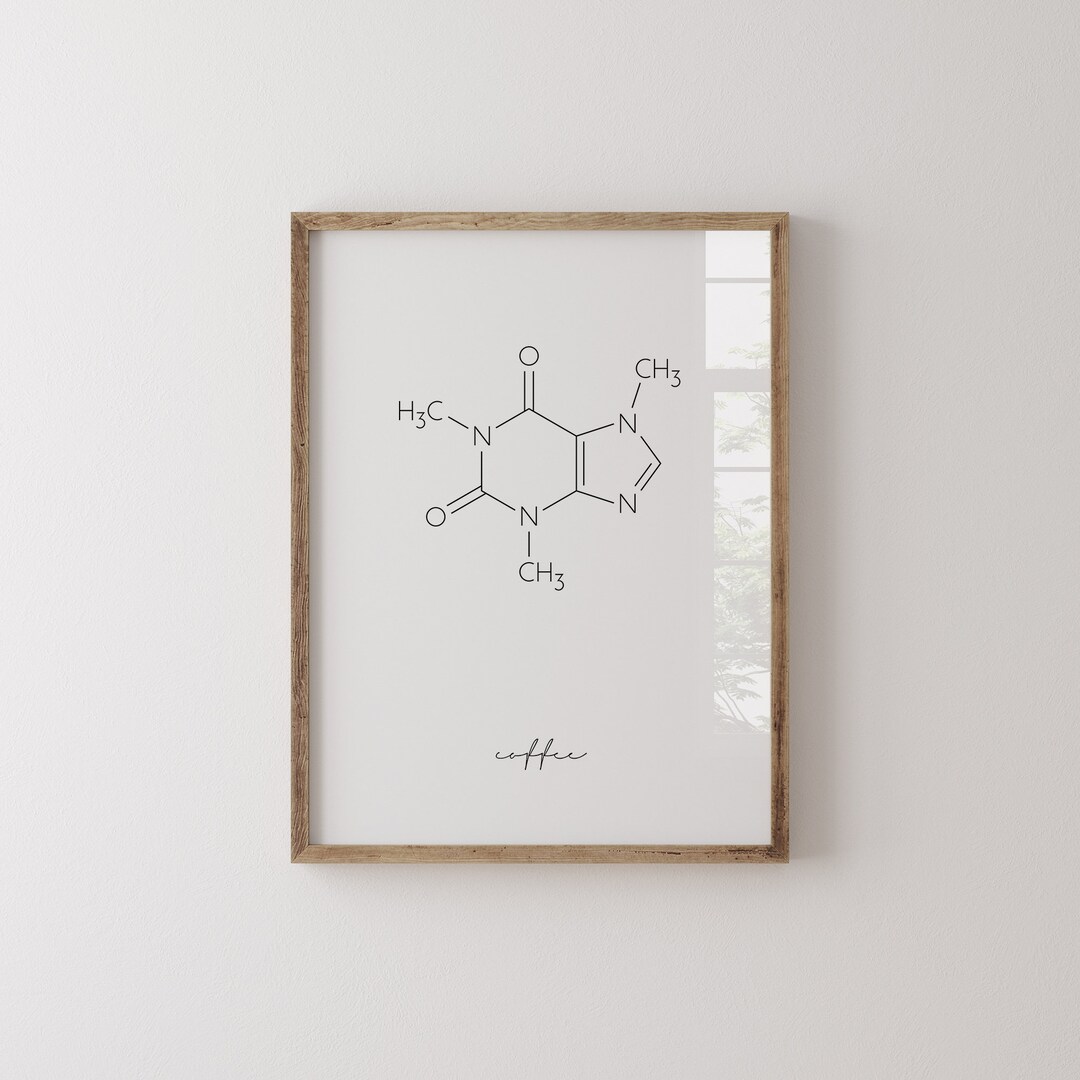 Coffee Molecule Art, Biochemistry Poster, Coffee Lover Gift, Molecular ...