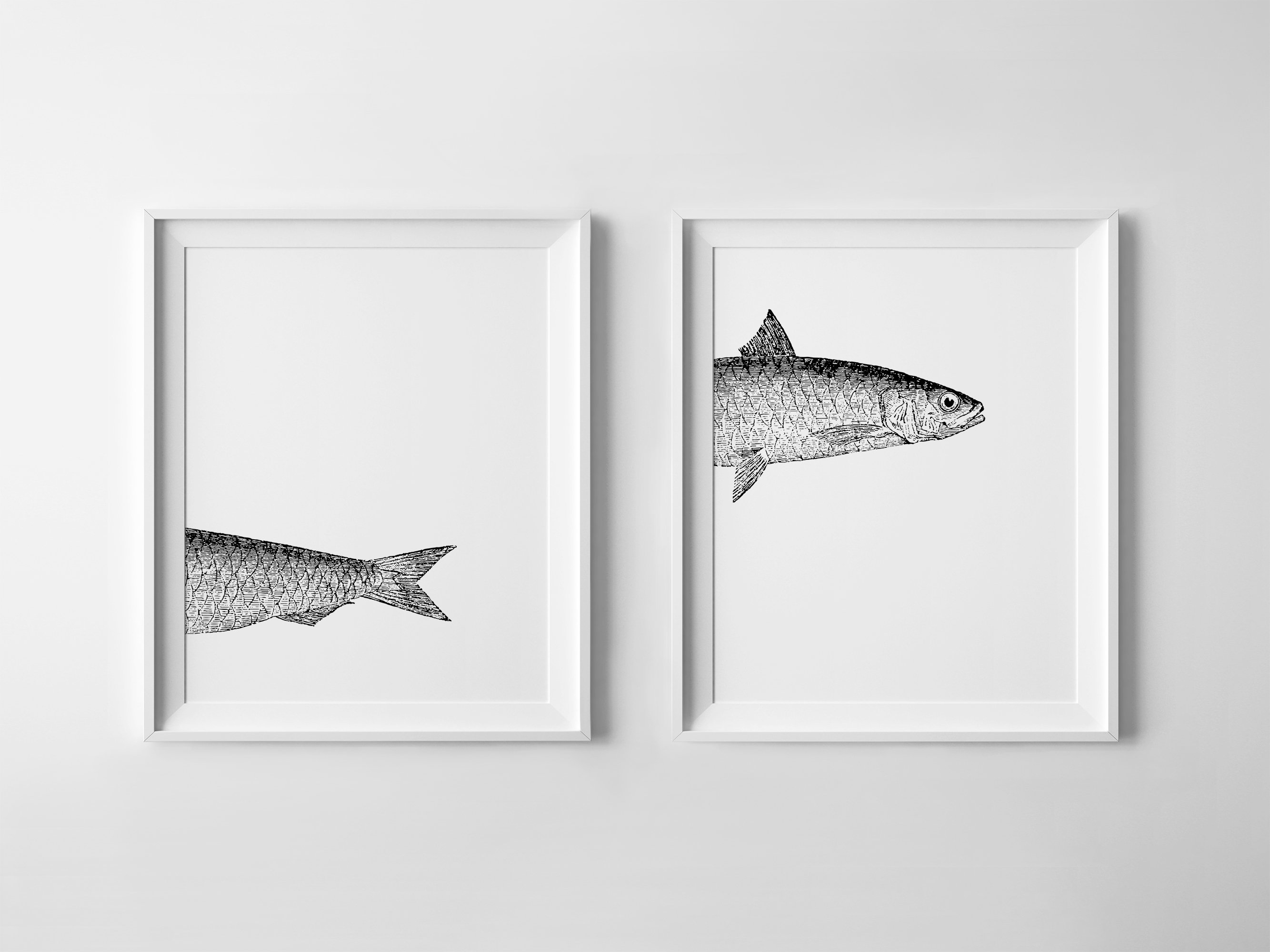 Set of 2 Prints Nautical Wall Decor Two Digital Prints Fish | Etsy