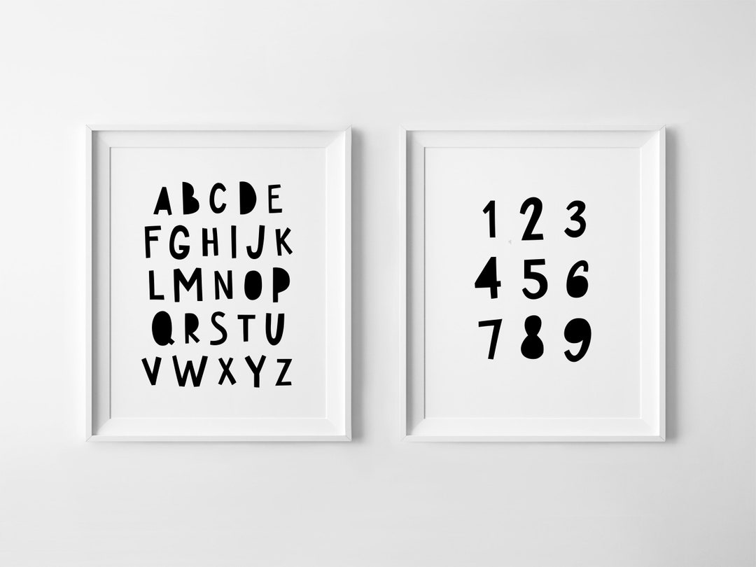 Alphabet and Numbers Wall Art, Set of 2 Digital Prints, Classroom ...
